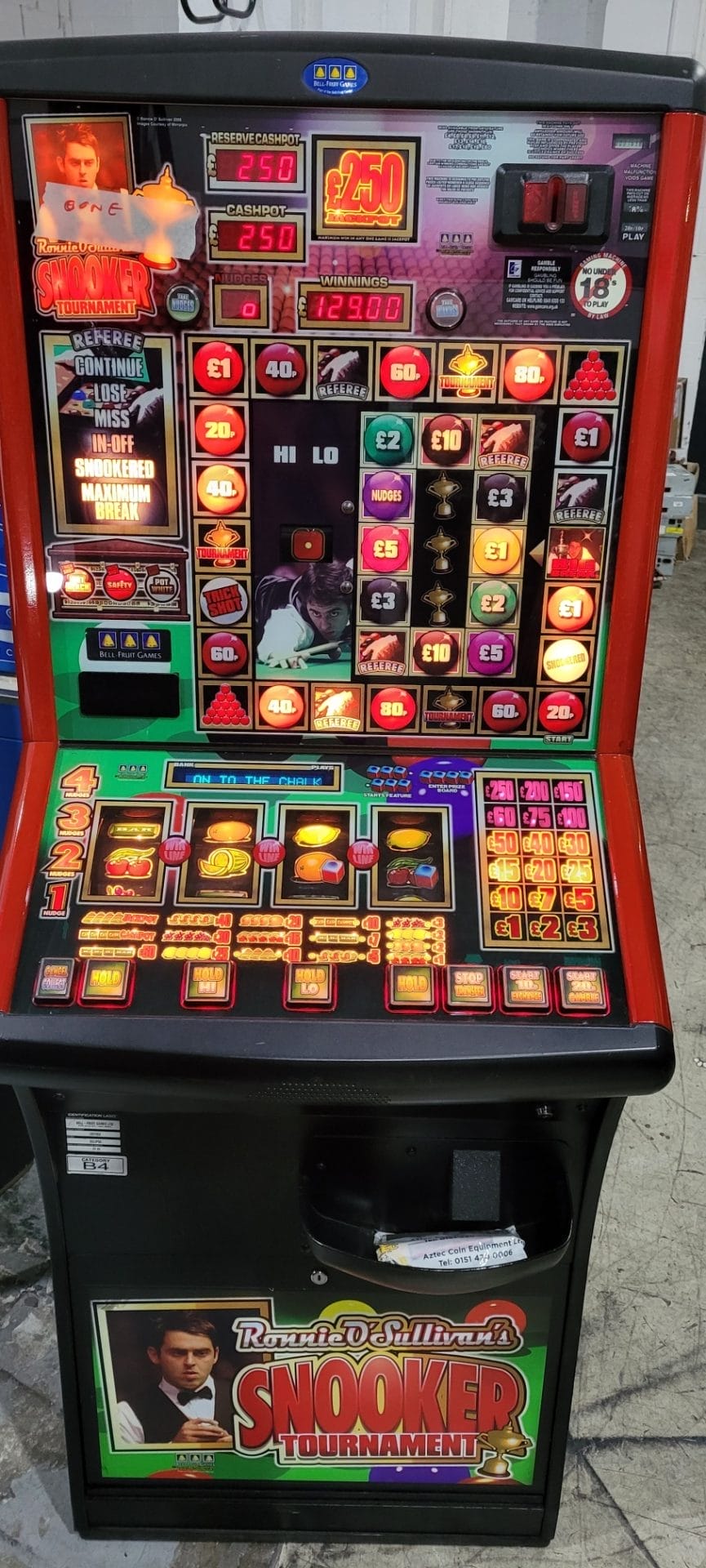 Ronnie O Sullivan £250 Jackpot Club Fruit Machine - Aztec Coin