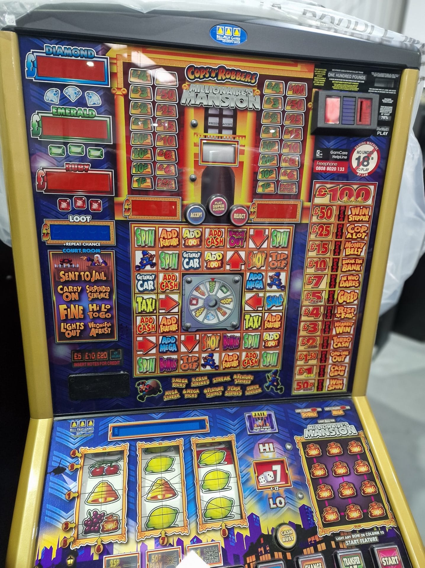 Cops n Robbers Millionaires Mansion £100 Jackpot Pub Fruit Machine ...