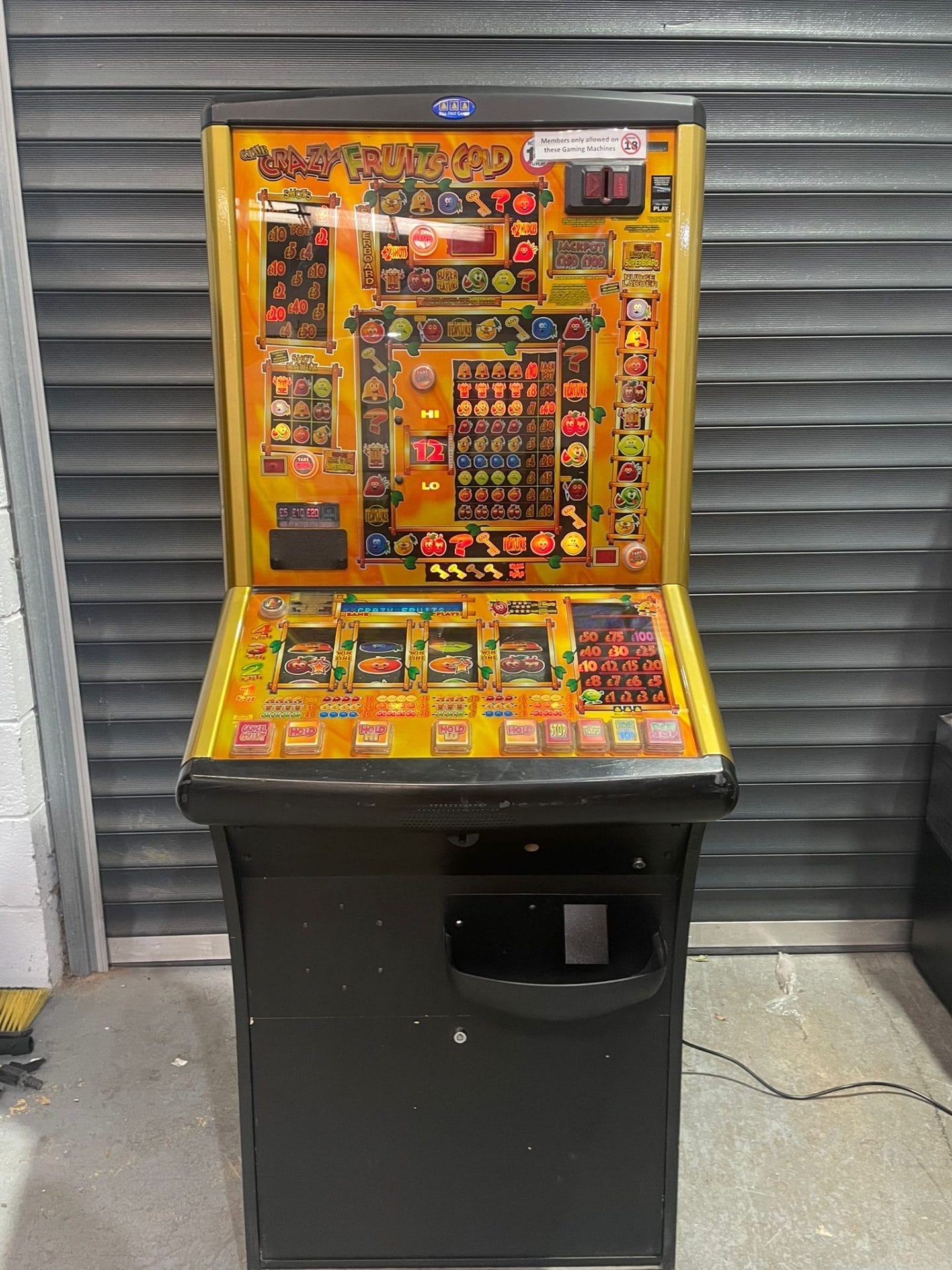 Crazy Fruits Gold £250 Jackpot Club Fruit Machine - Aztec Coin