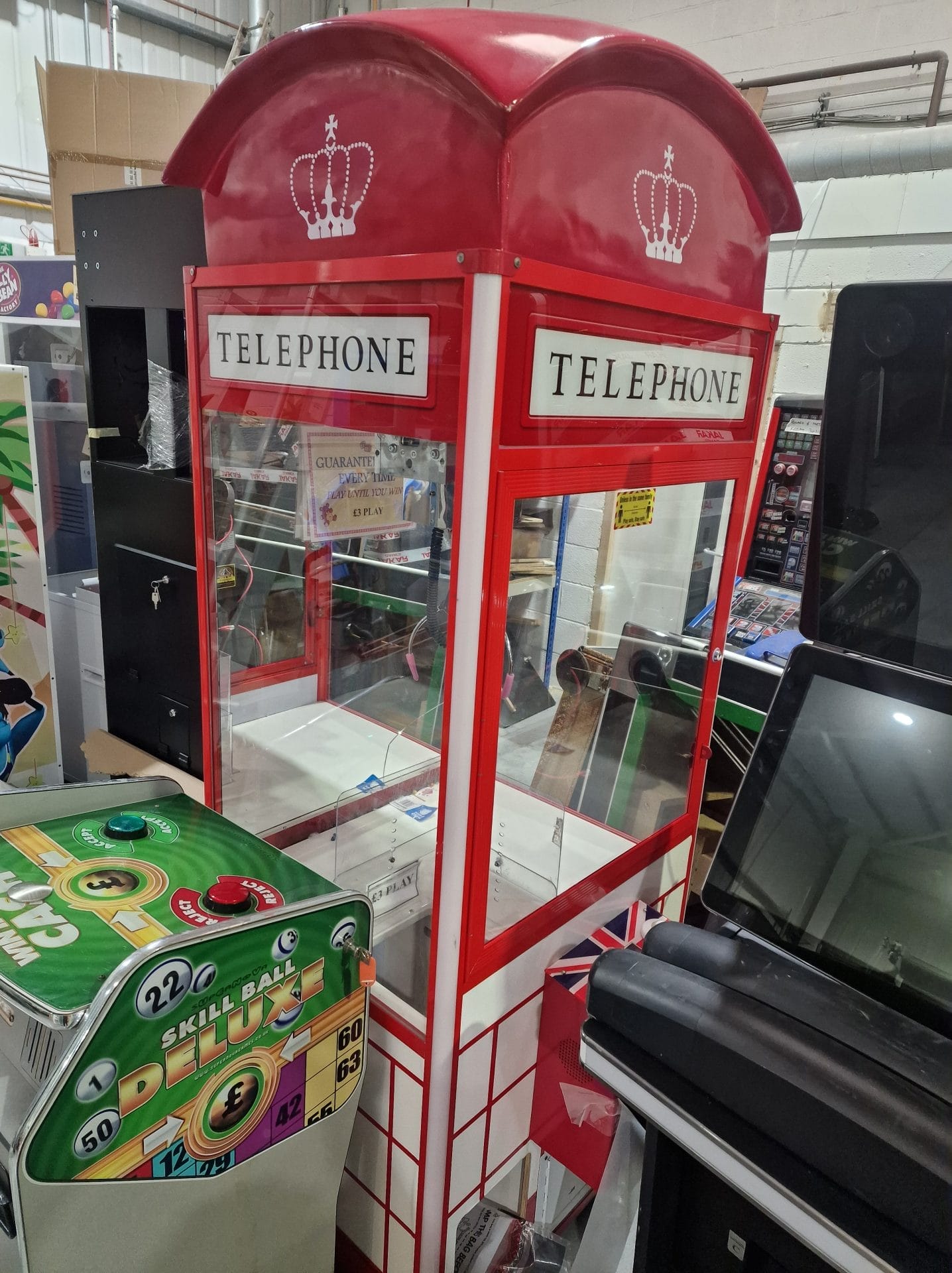 Telephone Box prize every time compact Crane Grabber machine - Aztec Coin